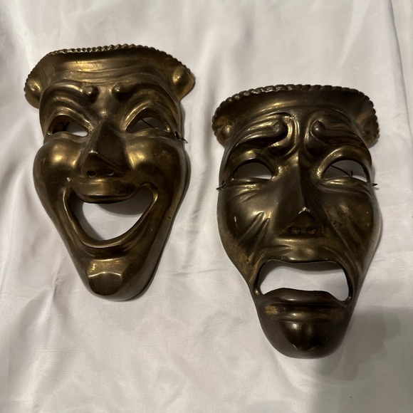 Wall Decor | Vintage Brass Comedy Theater Masks | Poshmark